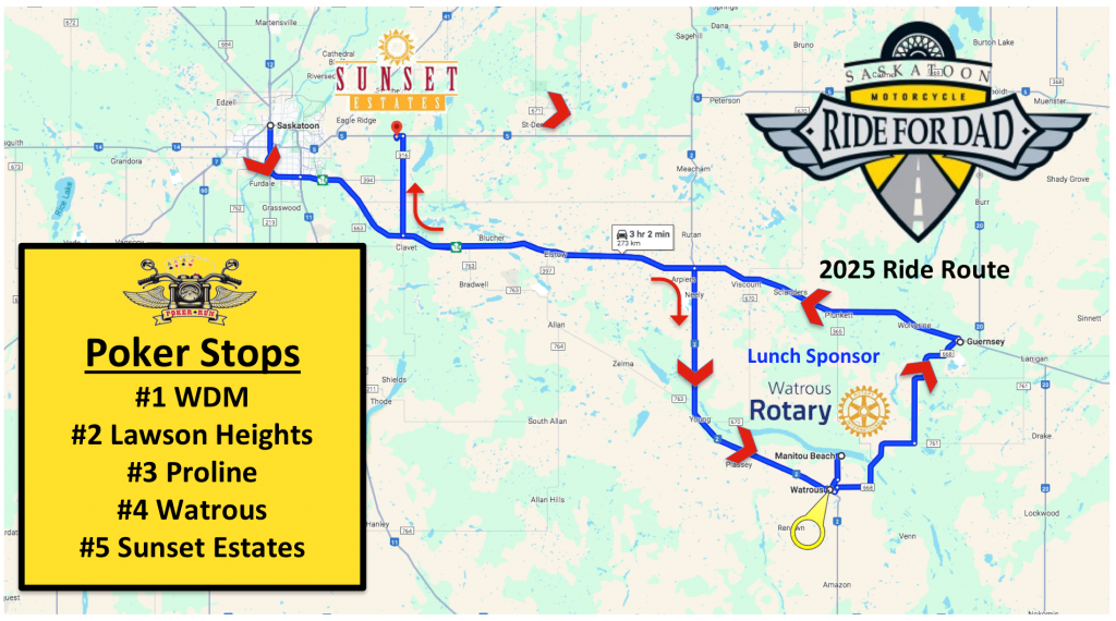 2025 Saskatoon Route map - Ride For Dad