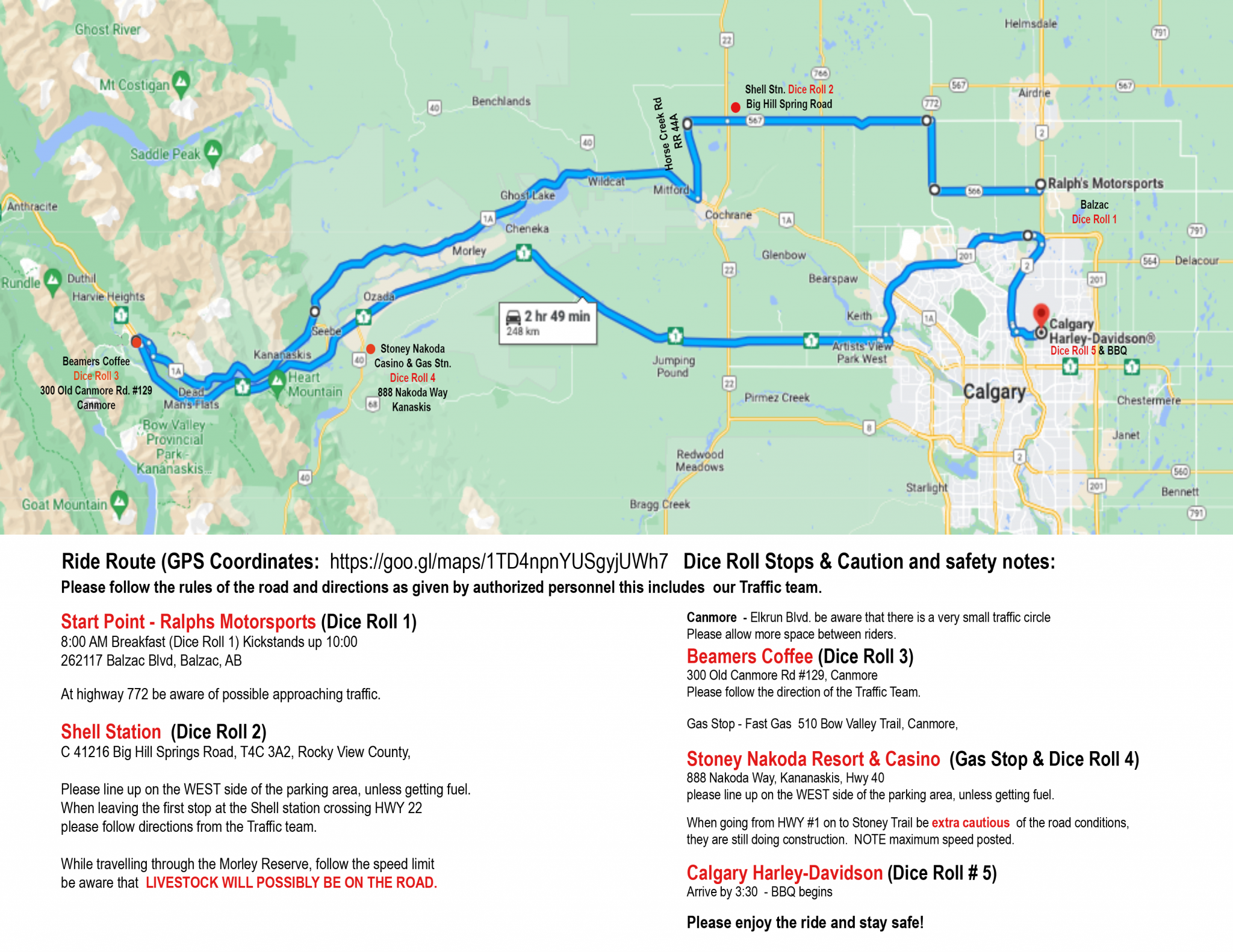Calgary 2022 Route Map - Ride For Dad